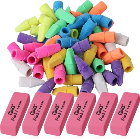 Mr Pen Pencil Erasers Set 6pc Pink Erasers And 60pc