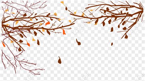 Autumn Tree Branches Silhouette Horizontal View With Falling Leaves Views Annual Deciduous