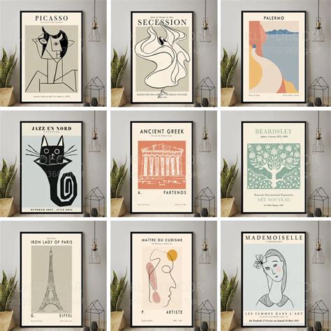 S779 현대 미술 걸작 피카소 회화 기하학적 추상 선 그리기 캔버스 북유럽 장식 미니멀리스트 아트 장식그림 And 서예 Aliexpress