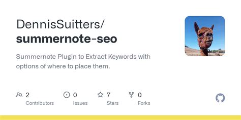 Github Dennissuitterssummernote Seo Summernote Plugin To Extract Keywords With Options Of