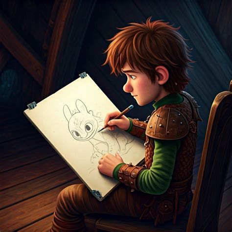 Young Hiccup Dordrecht Drawing Night Fury Portrait Ai Art