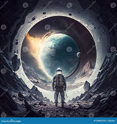 An Astronaut On An Interstellar Travel Generative Ai Stock Image Image Of Travelling