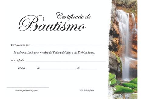 Modelo De Certificado De Bautismo De La Iglesia