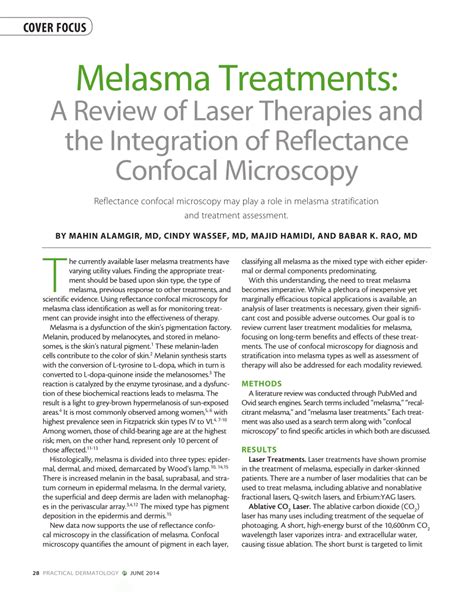 Pdf Melasma Treatments A Review Of Laser Therapies And The Integration Of Reflectance