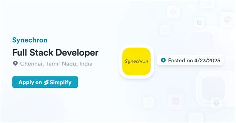 Full Stack Developer Synechron Simplify Jobs