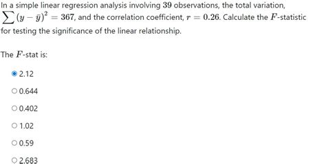 Solved In A Simple Linear Regression Analysis Involving Chegg