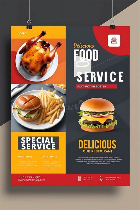 Vibrant Food Service Advertisement Poster Eye Catching Design For