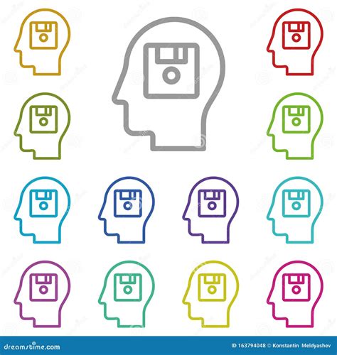Human Brain Memory Multi Color Icon Simple Thin Line Outline Vector Of Mind Process Icons