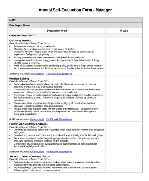 Self Performance Review Examples