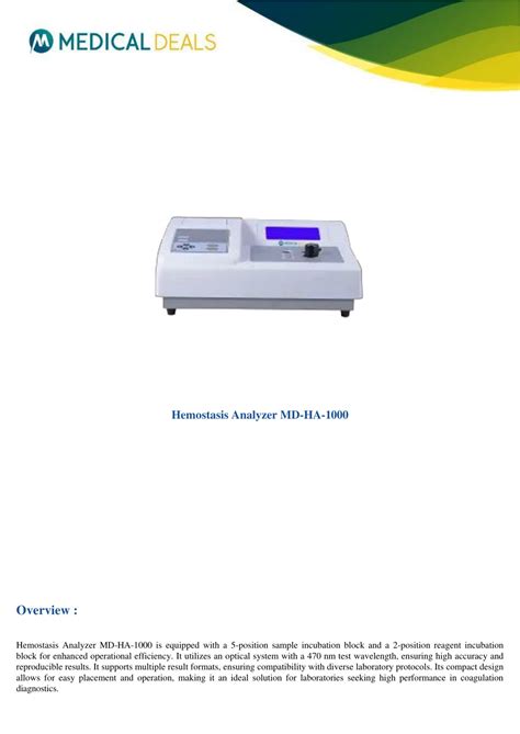 Ppt Hemostasis Analyzer Md Ha 1000 Powerpoint Presentation Free Download Id14152988