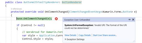 Bug Xf 48 Sr 2 Crashes At Startup On Uwp Uriformatexception In Buttonrenderer · Issue 12153