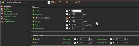bug extrusion multipler set in filament tab is not reflected in gcode