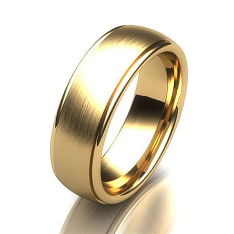 Mens Gold Wedding Ring With Line Edge Lester Lampert