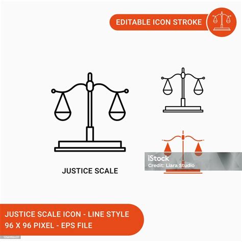 Justice Scale Icons Set Vector Illustration With Icon Line Style