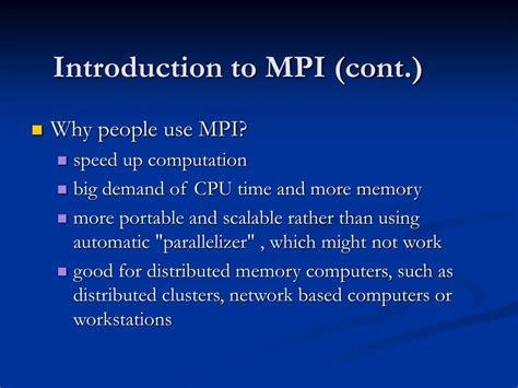 PPT Introduction To Parallel Programming Using MPI PowerPoint Presentation ID