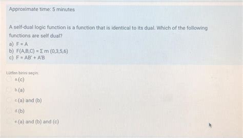 solved a self dual logic function is a function that is