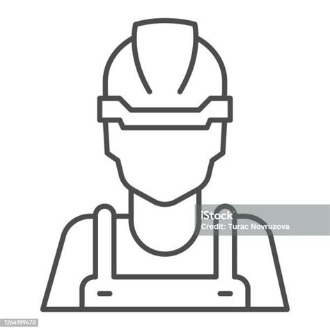 빌더 씬 라인 아이콘 집 수리 개념 흰색 배경에 산업 노동자 사인 모바일 개념 및 웹 디자인을위한 윤곽 스타일 건설 노동자 아이콘 벡터 그래픽 0명에 대한 스톡 벡터 아트
