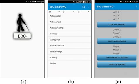 The Android App For Data Collection A Startup Screen B List Of