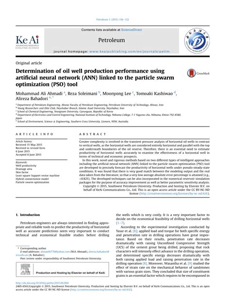 Pdf Determination Of Oil Well Production Performance Using Artificial Neural Network Ann