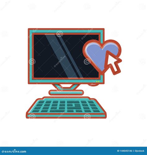 Computer Desktop With Heart And Cursor Stock Illustration Illustration Of Isolated Front