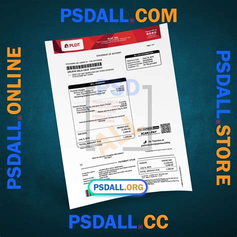 Philippines Pldt Internet Bill Pdf Template
