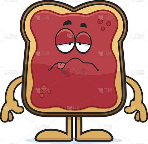 生病的卡通吐司配果酱