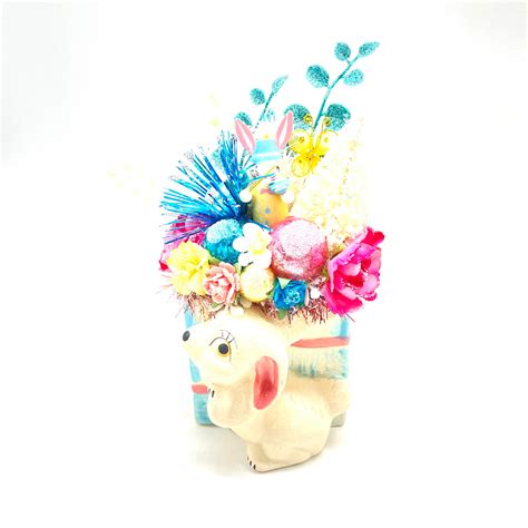 Vintage Spring Easter Assemblage Decoration Made In Japan Planter Etsy