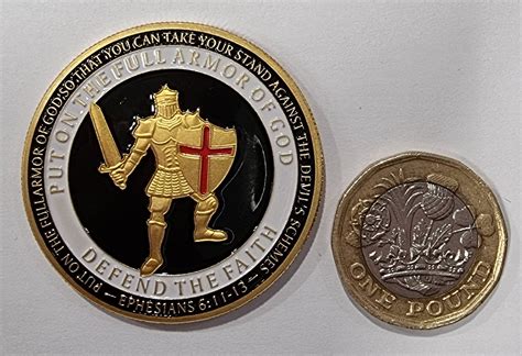 Full Armour Of God Challengecommemorative Coin 24ct Gold Enamel