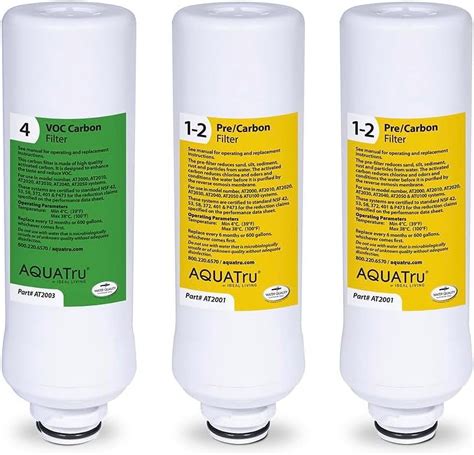 Aquatru 3 Stage Replacement Water Filters For Aquatru Classic Connect