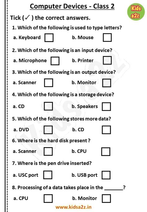 parts of computer worksheet for class 1 free pdf artofit