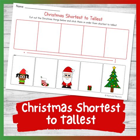 christmas shortest to tallest festive height sorting worksheets