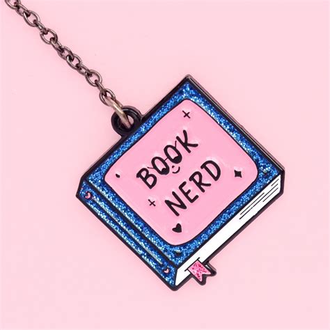 Book Nerd Enamel Bookmark With Chain Fluffmallowco