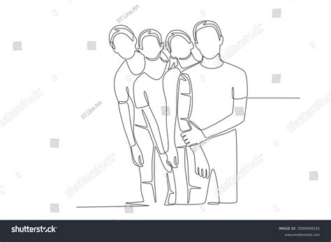 Youth Community Community Concept One Line Drawing Stock Vector Royalty Free 2500594331