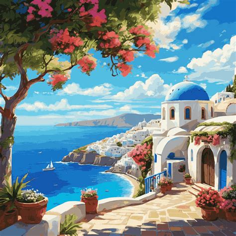 Kit De Pintura Por Números Sueño De Santorini Crea Tu Propio