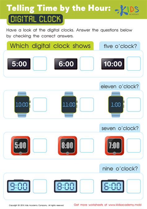 Digital Clock Worksheet Telling Time By The Hour Free Printable Worksheets Library