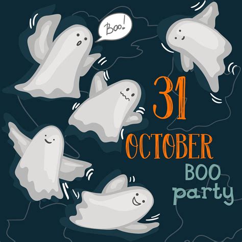Happy Halloween October 31st Vector Illustration With Ghosts