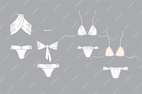 Premium Vector Bikinis Draw Vector Set Of Different Types Of Bikinis Types Of Bikinis