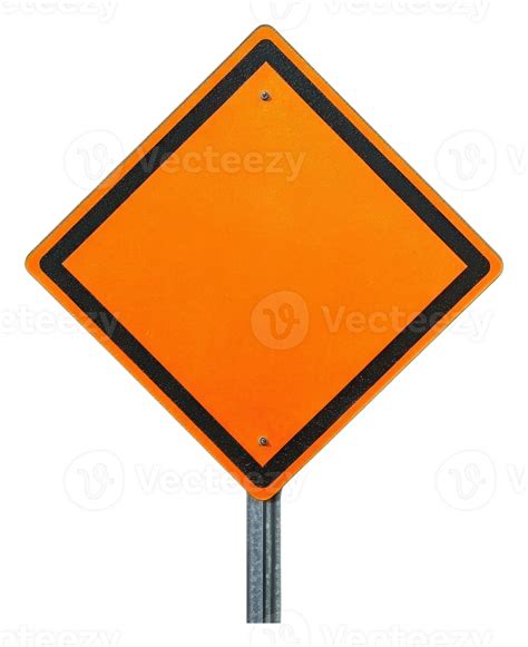 Blank Orange Warning Sign On A Metal Pole 54612722 Png