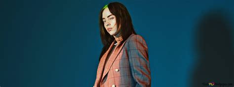 Musician Billie Eilish Wearing Suit With Blue Background Photography 4k