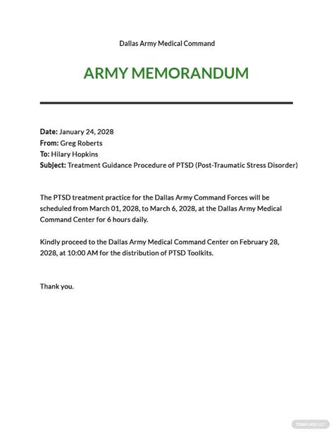 Army Memo Template Fillable