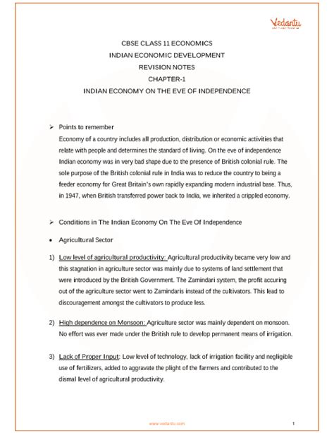 Cbse Class 11 Indian Economic Development Chapter 1 Indian Economy On