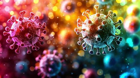 Colorful Depiction Of Viruses Under Microscopy Showcasing Intricate