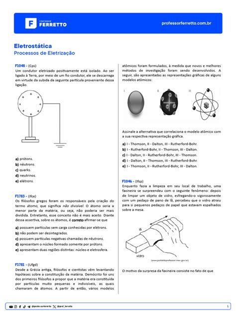 Questions Fisica Eletrostatica Processos De Eletrizacao Pdf Carga