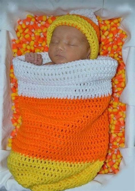Candy Corn Infant Halloween Costume Crochet Newborn Photo Prop2pcs