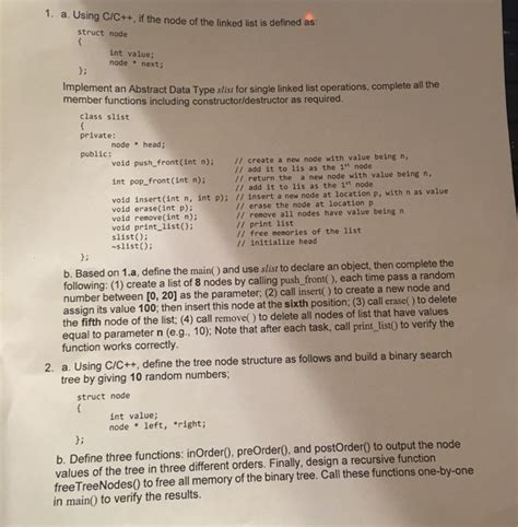 solved 1 a using c c if the node of the linked list is