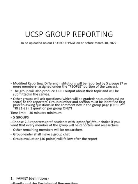Ucsp Group Reporting Pdf Behavioural Sciences Liberal Arts Education