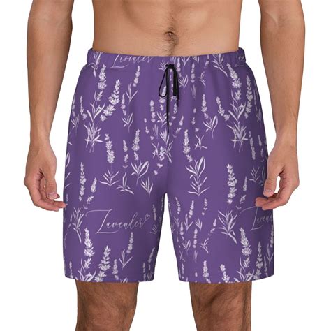 Kdxio Lavender Flowers Print Mens Swim Trunks With Compression Liner 7