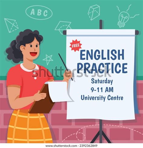 Teacher Announcing Free English Class On Stock Vector Royalty Free
