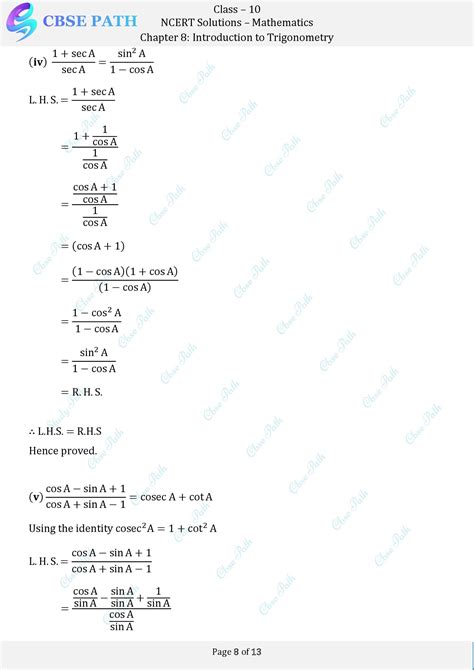 Ncert Solutions For Class 10 Maths Exercise 8 3 Introduction To Trigonometry Cbse Path