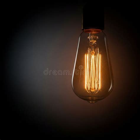 Vintage Edison Bulb Light With Filament Realistic Stock Illustration